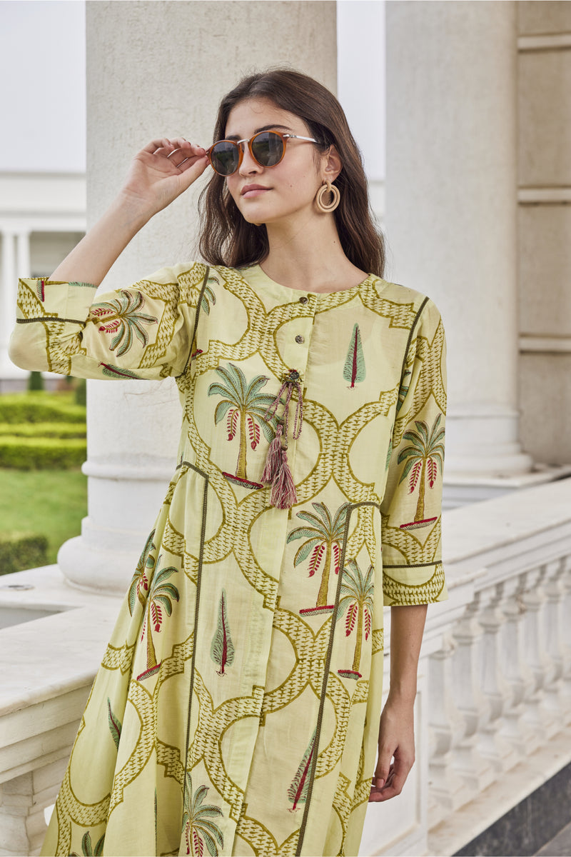 Shop Printed Cotton Silk Long Hand Block Dress for Women | Vishnu