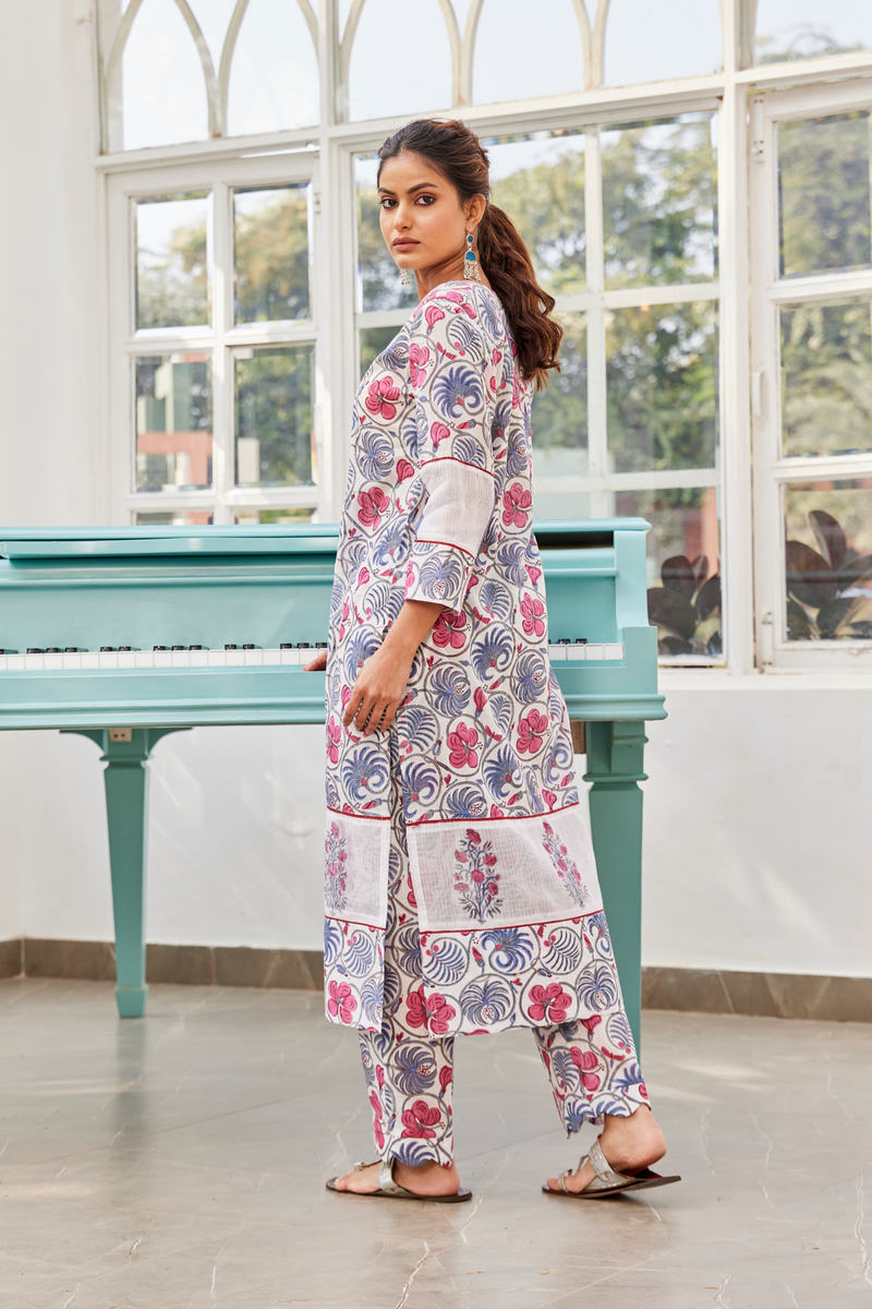 Shop Butidar Hand Block Print Long Straight Kurta Online – Vishnu